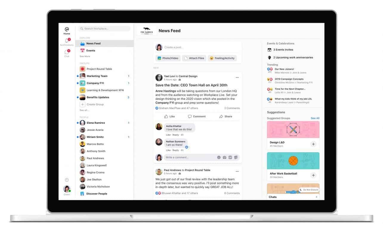 Facebook Workplace krijgt make-over om activiteit te boosten - Techzine.nl